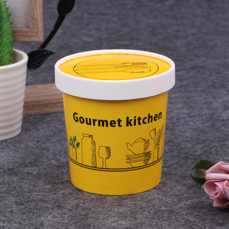 Cartoon biodegradable paper bowl with lid