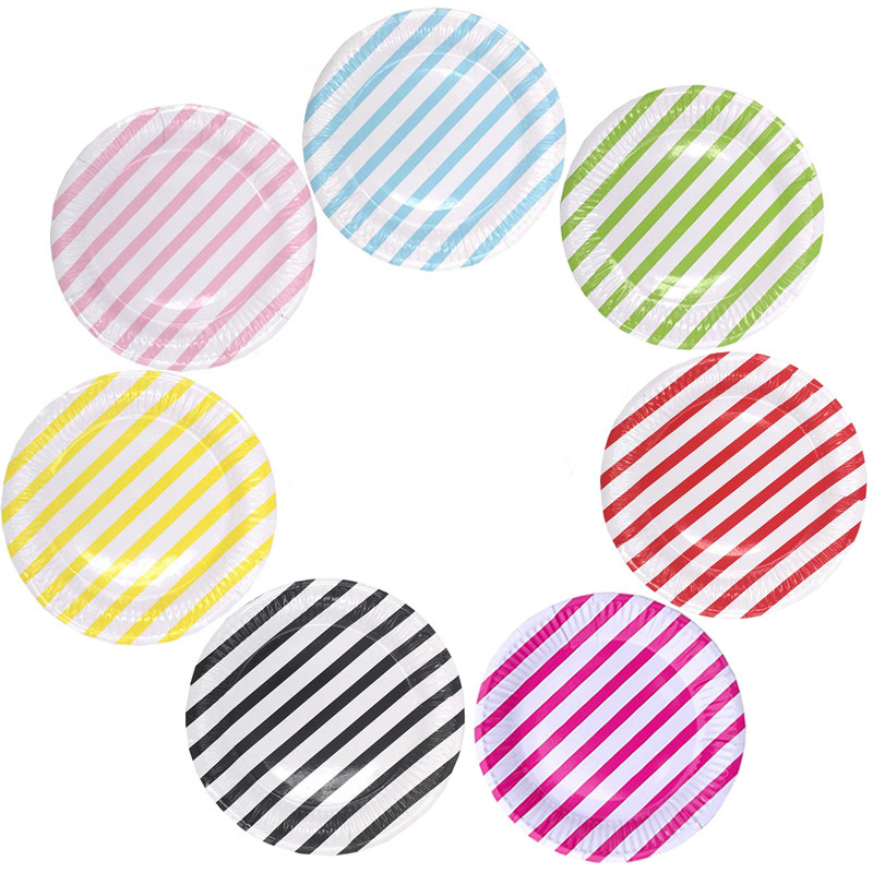 Cartoon colorful round disposable paper plates