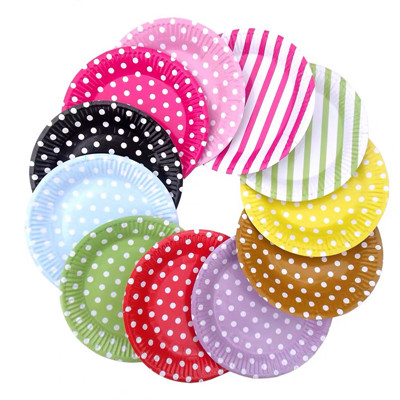 Cartoon colorful round disposable paper plates