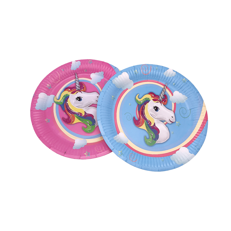 Cartoon colorful round disposable paper plates