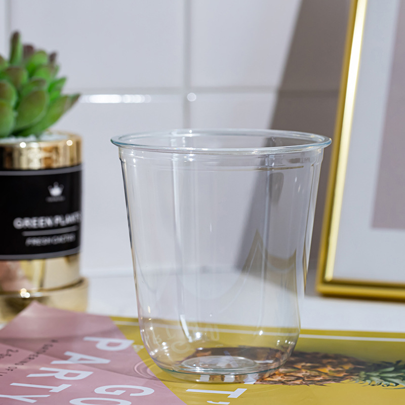 U-shaped PET thick plastic cup with lid