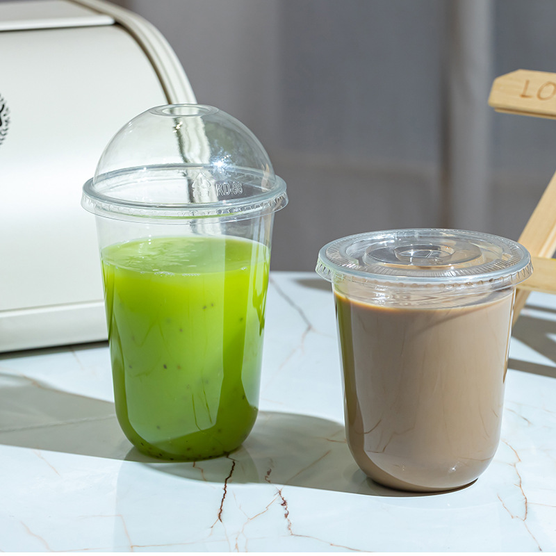 U-shaped PET thick plastic cup with lid