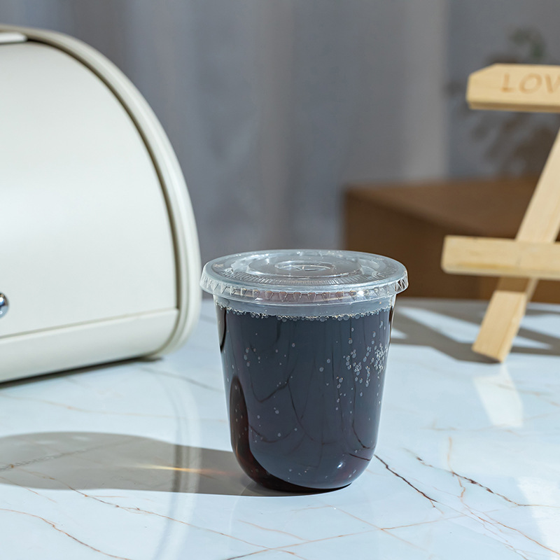 U-shaped PET thick plastic cup with lid